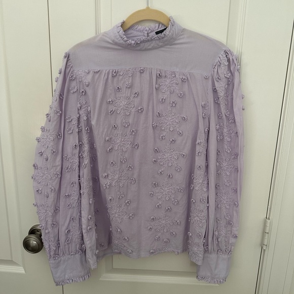 Aqua | Tops | Aqua Embroidered Floral Snowflakes Lavender Mock Neck ...